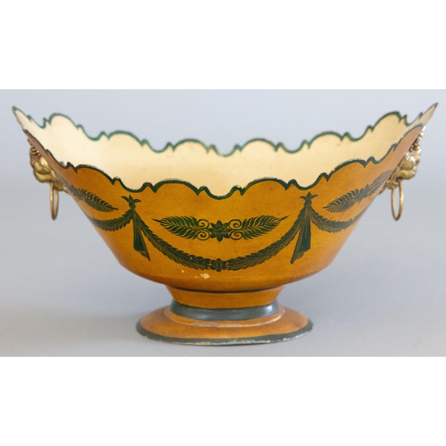 Antique French Mustard Yellow Tole Pedestal Jardiniere Cachepot | Chairish