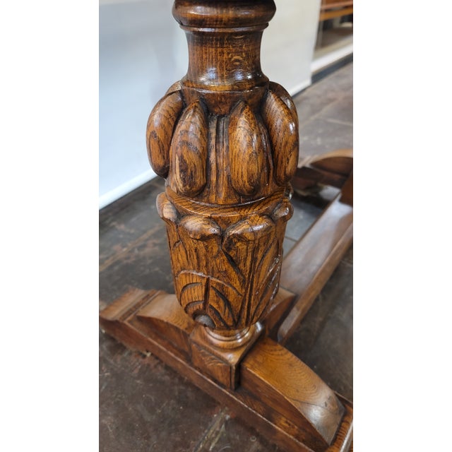 Antique English Oak Draw Leaf Table Hand Carving Jacobean Pineapple ...