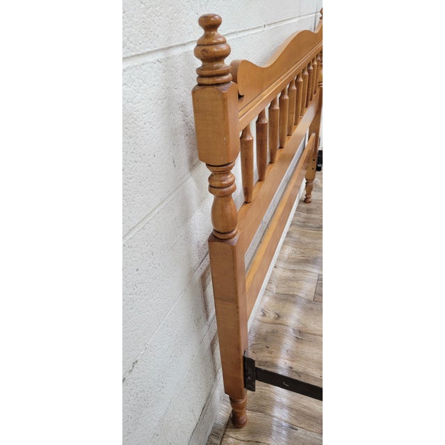 Vintage Full Size Maple Low Poster Spindle Bed | Chairish