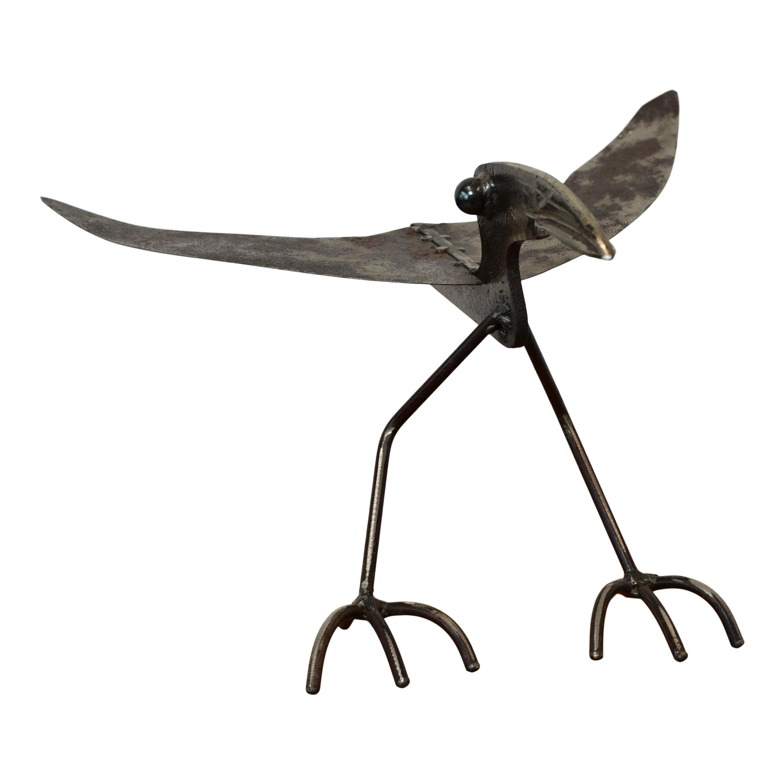 Mid Century Steel Brutalist Bird Table Sculpture | Chairish