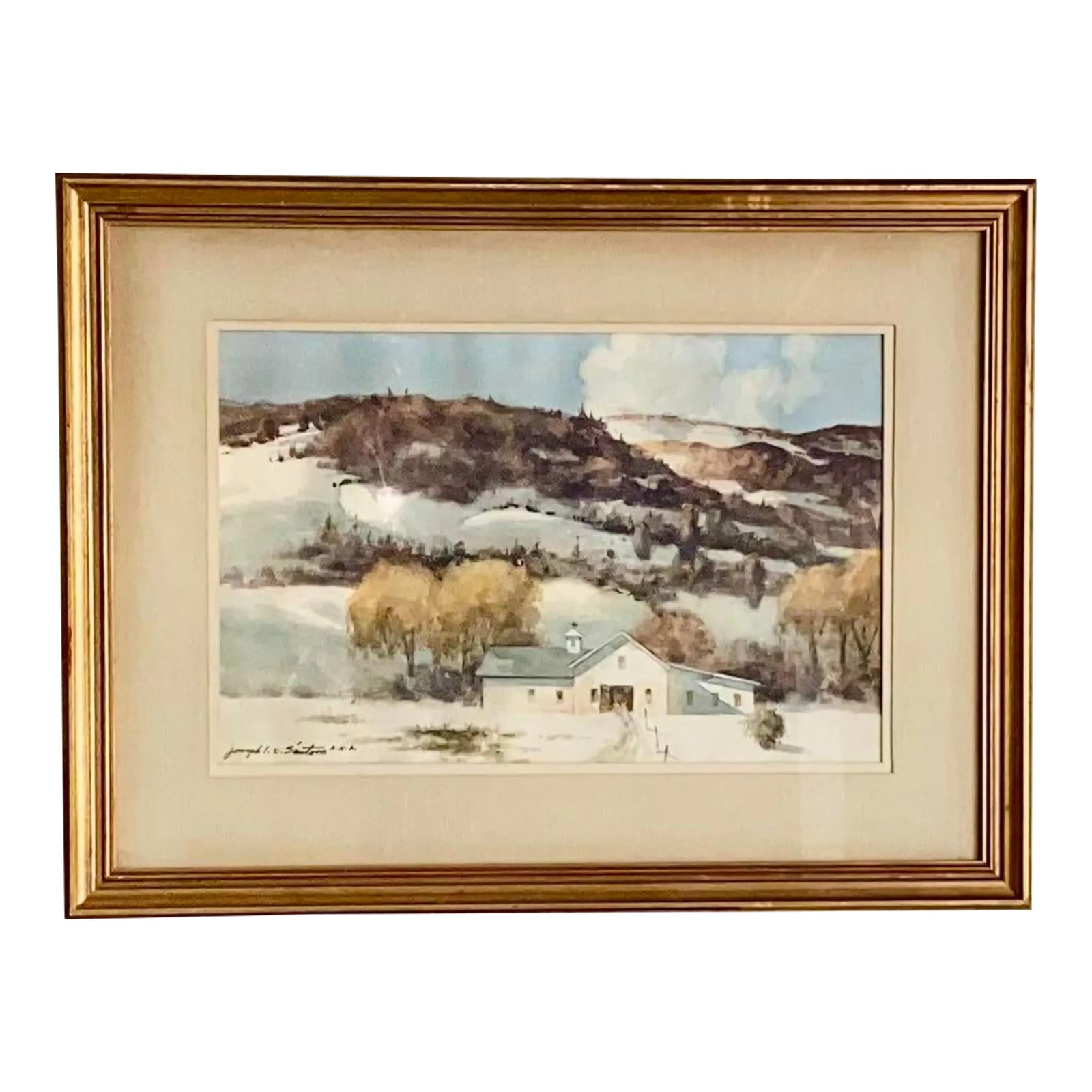 Joseph L C Santoro Listed Massachusetts Artist Original Watercolor of ...