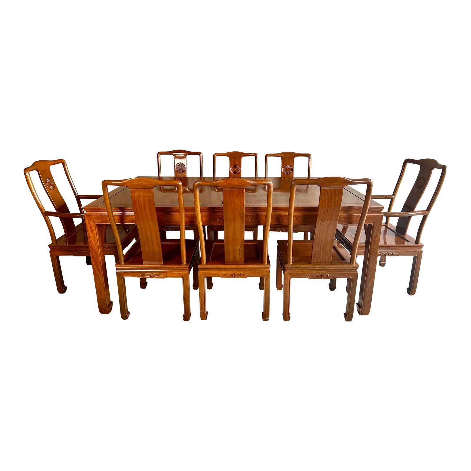 Vintage Late 20th Century Ming Style Rosewood Dining Table and 8 Chairs ...