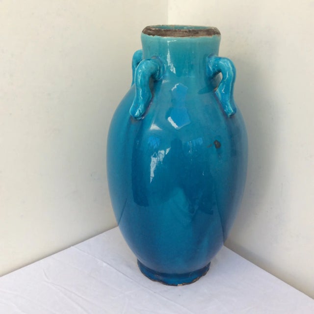 Large Turquoise Ceramic Vessel | Chairish