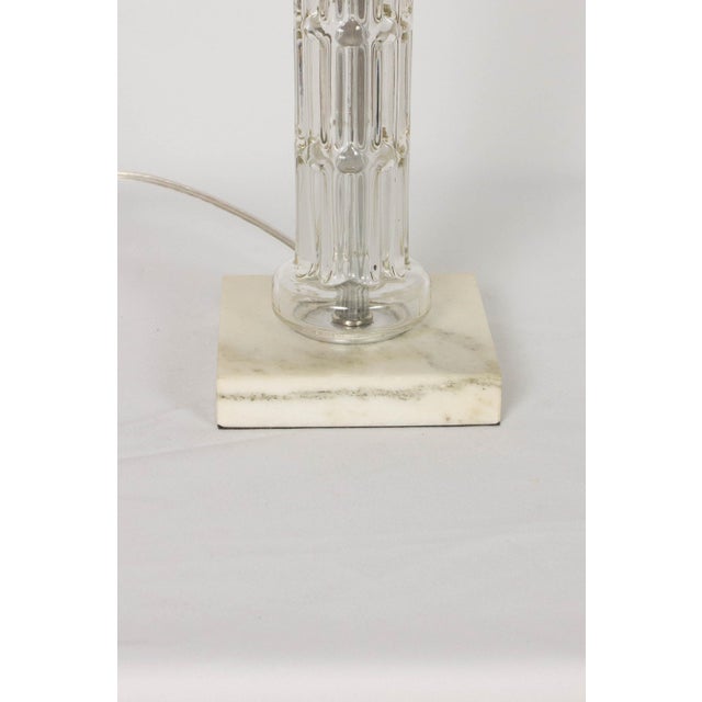 Mid 20th Century Glass Column Lamp With White Marble Base | Chairish
