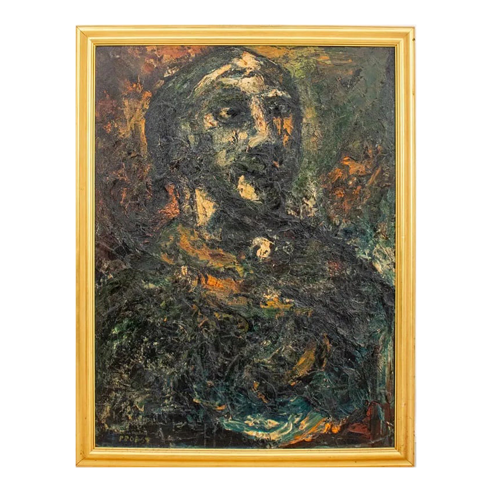 1950s Joachim Probst Portrait of Figure Oil on Masonite | Chairish