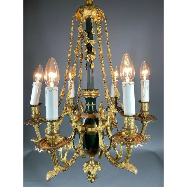 1880's French Louis XVI Bronze Chandelier | Chairish