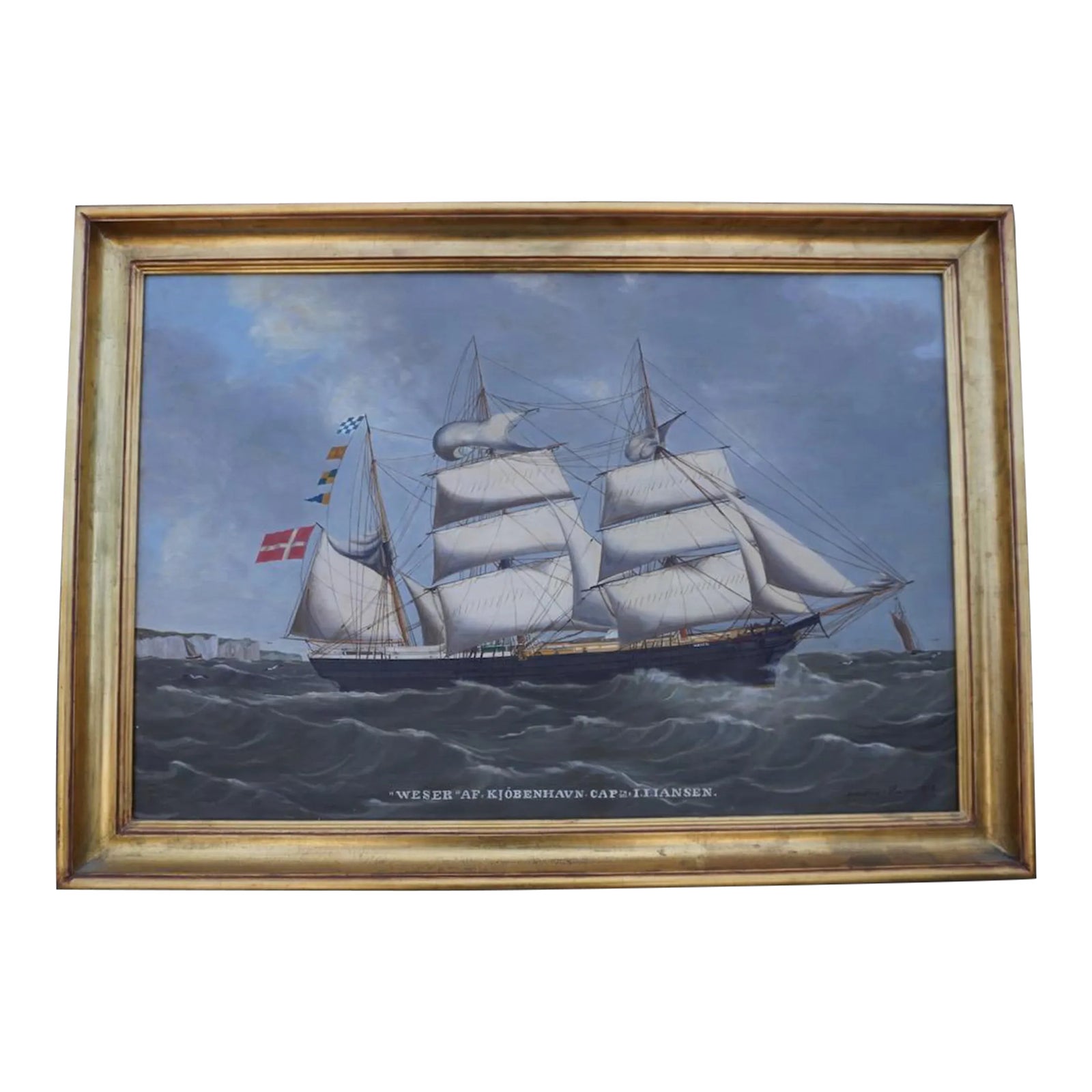 Andreas Gundersen Lind, the Schooner Weser, 1878 Oil Painting on Board ...