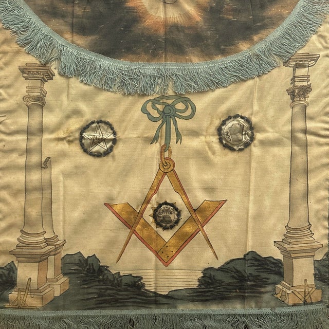 Antique 18th Century Hand Painted Silk Masonic Apron, Framed | Chairish