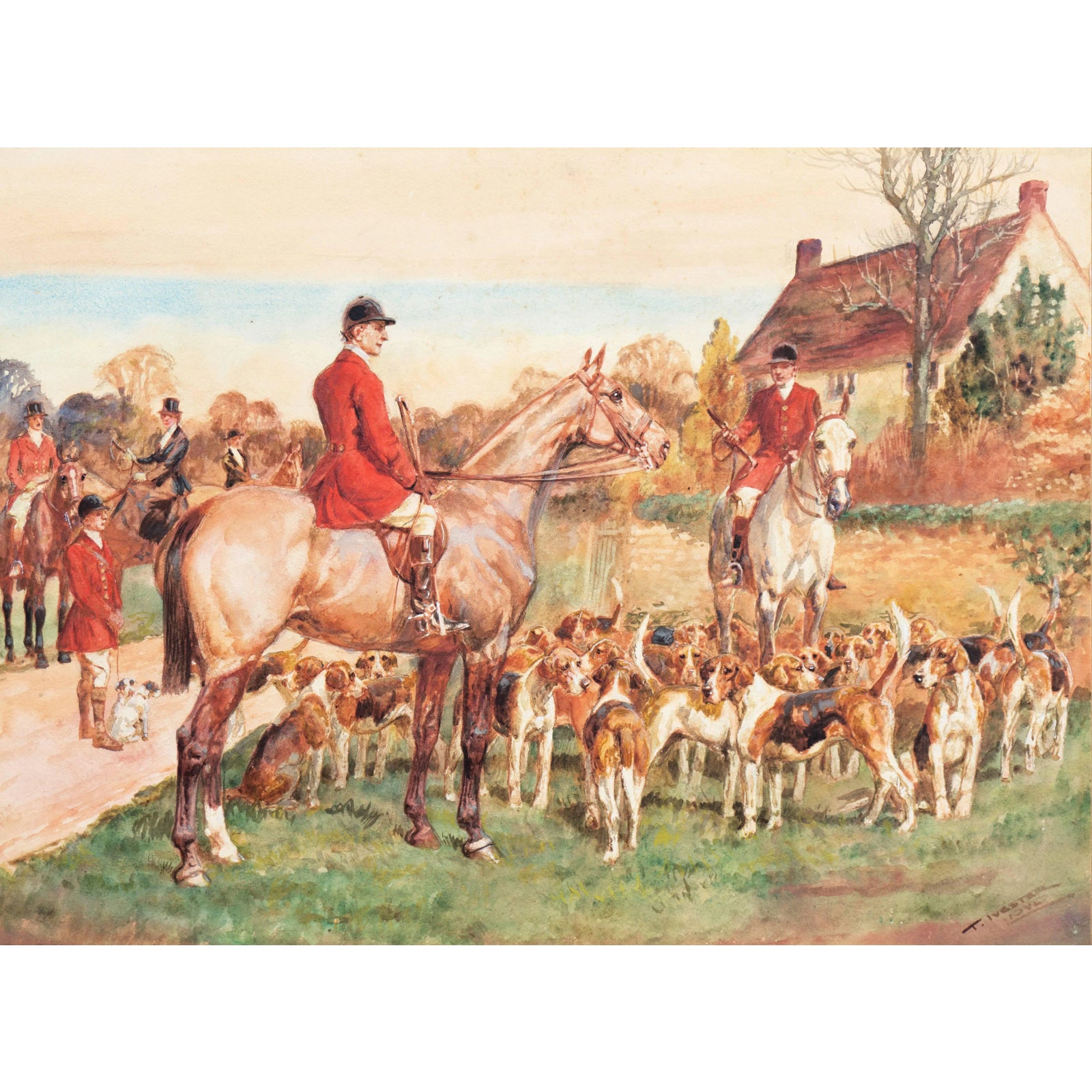 'The Meet' by Thomas Ivester Lloyd, English Edwardian Fox Hunting ...