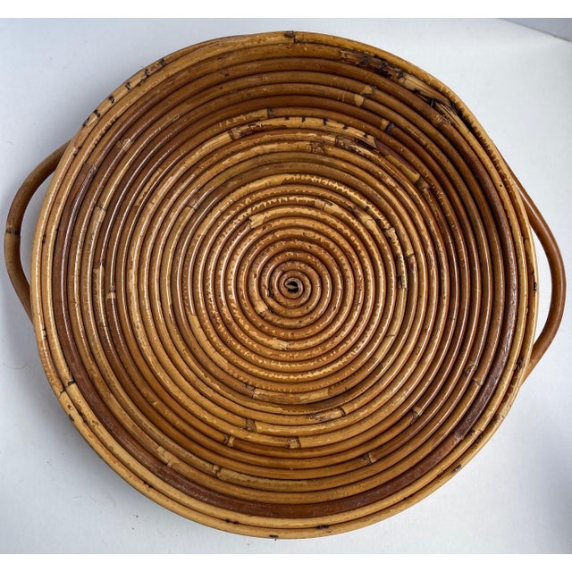 Vintage Pencil Reed Rattan Tray - | Chairish