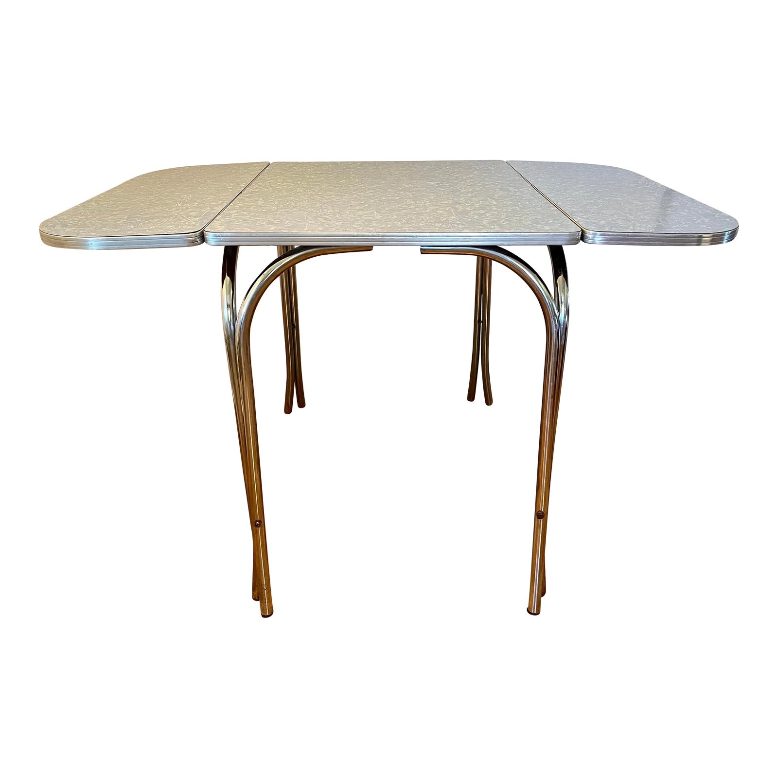 Mid-Century Modern Double Chrome Drop-Leaf Table | Chairish