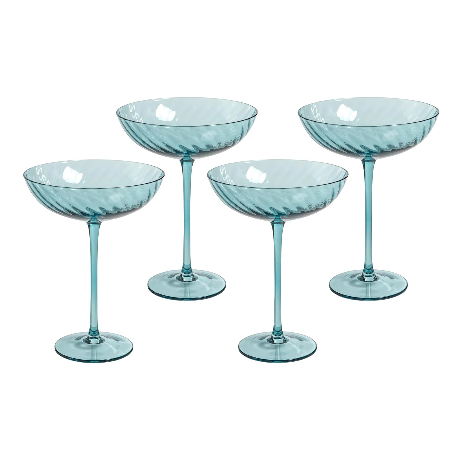 Sesto Optic Swirl Cocktail Glasses - Blue, Set of 4 | Chairish