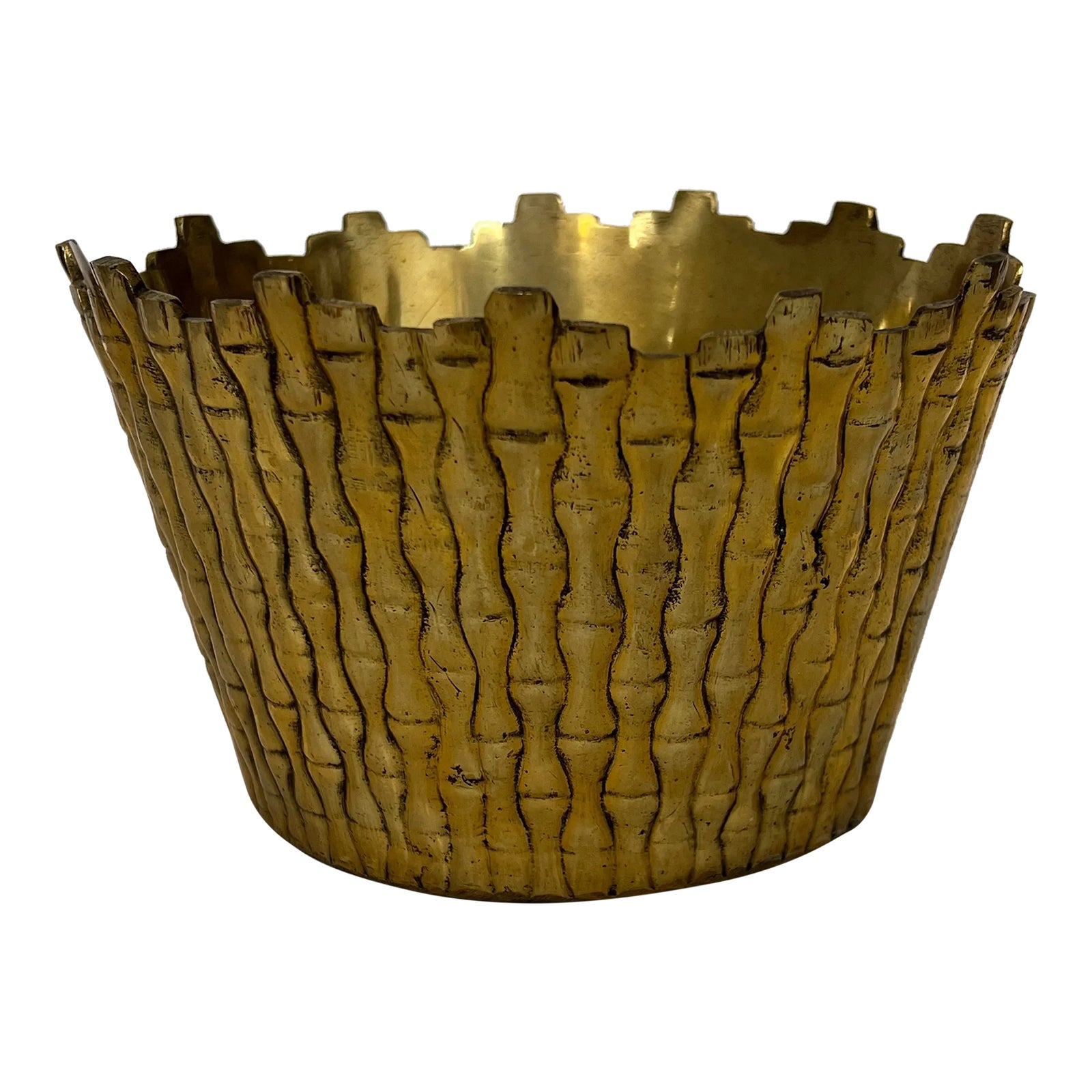 Mid Century Brass Bamboo Cachepot | Chairish