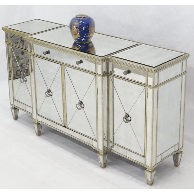 Mirrored Glass 4-Door Sideboard | Chairish