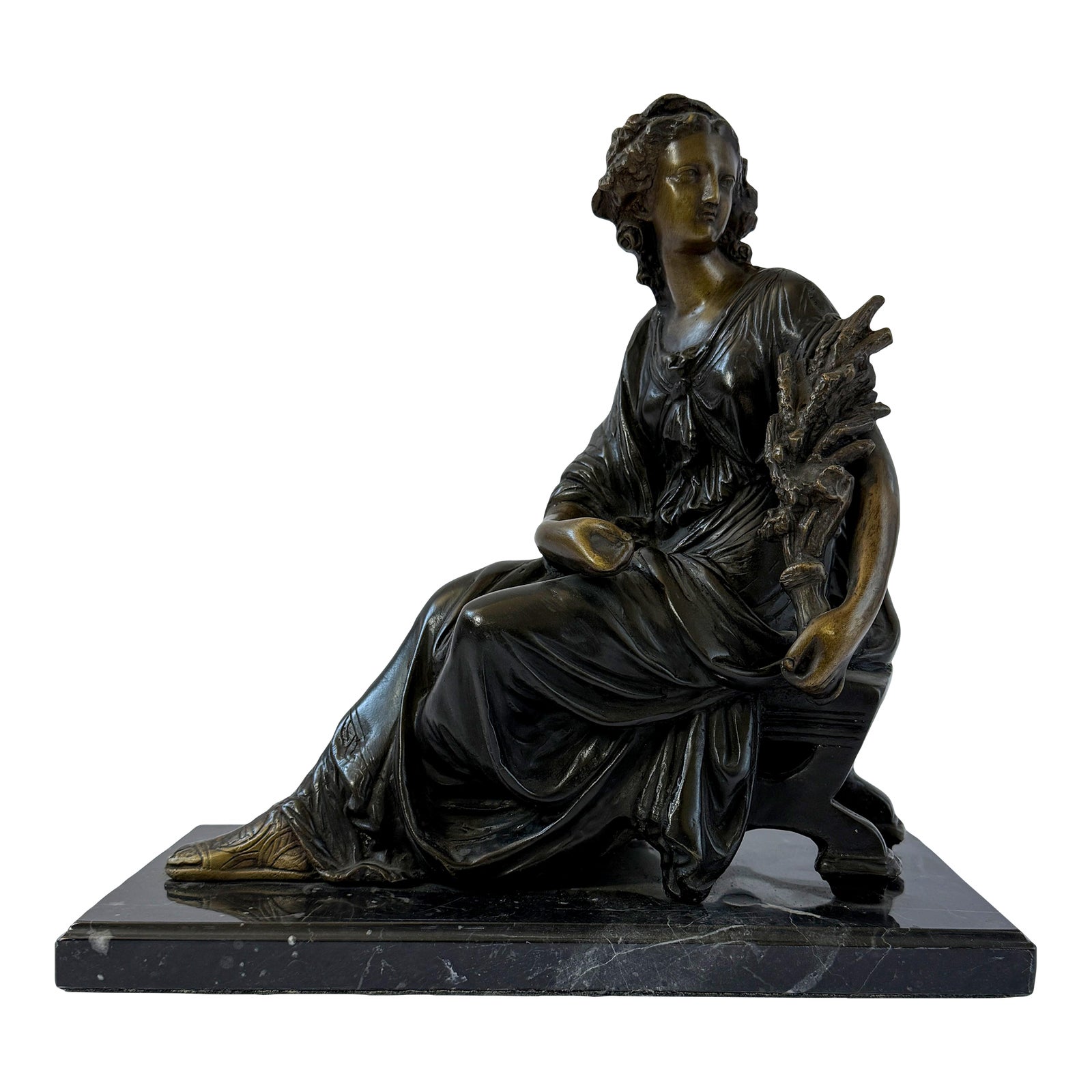 Late 20th Century Grand Tour Bronze Sculpture: Reclining Greco-Roman ...