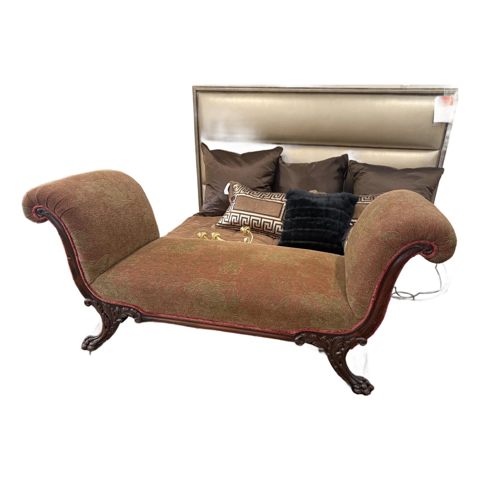 19th Century English Mahogany Claw Foot Bench | Chairish