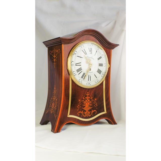 1889 Marquetry Inlaid Antique Mechanical French Shelf Clock by Samuel ...