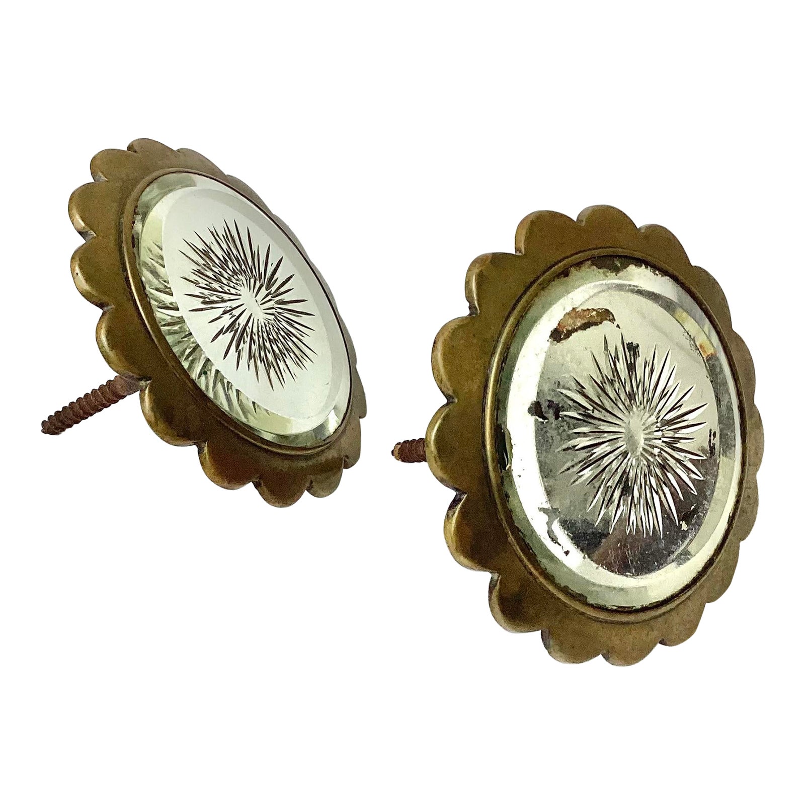 Late 19th Century Victorian Brass and Etched Mirror Tie Backs - a Pair ...