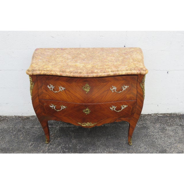 French Marble Top Bombay Serpentine Inlay Commode Dresser Bathroom ...