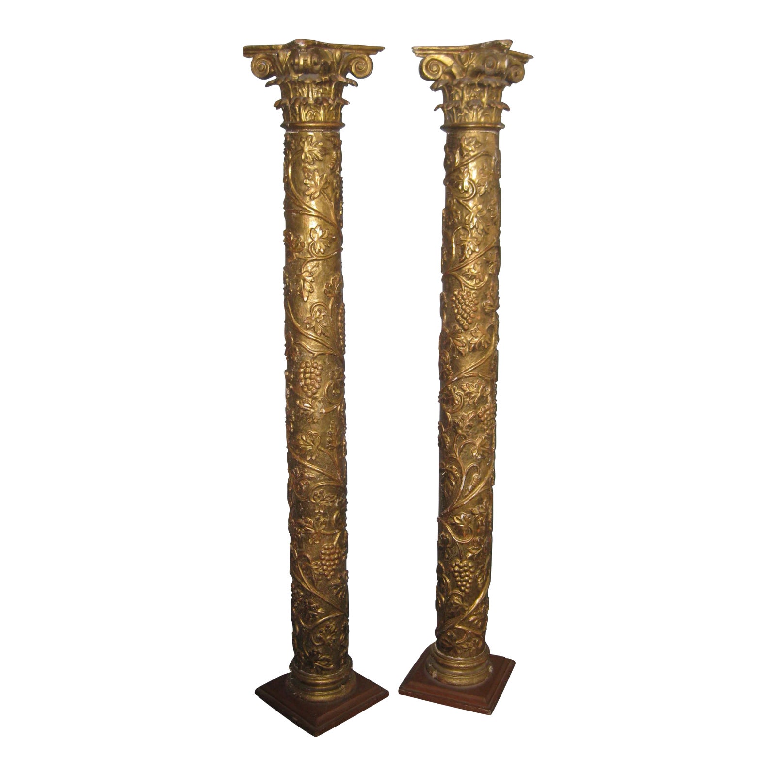 18th Century Antique Giltwood Columns - a Pair | Chairish