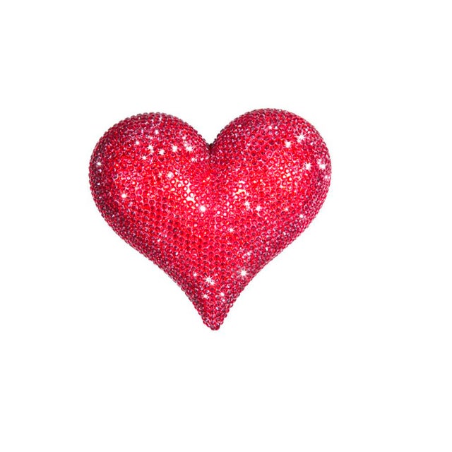 Interior Illusions Plus Red Rhinestone Love Heart - 7" wide. | Chairish