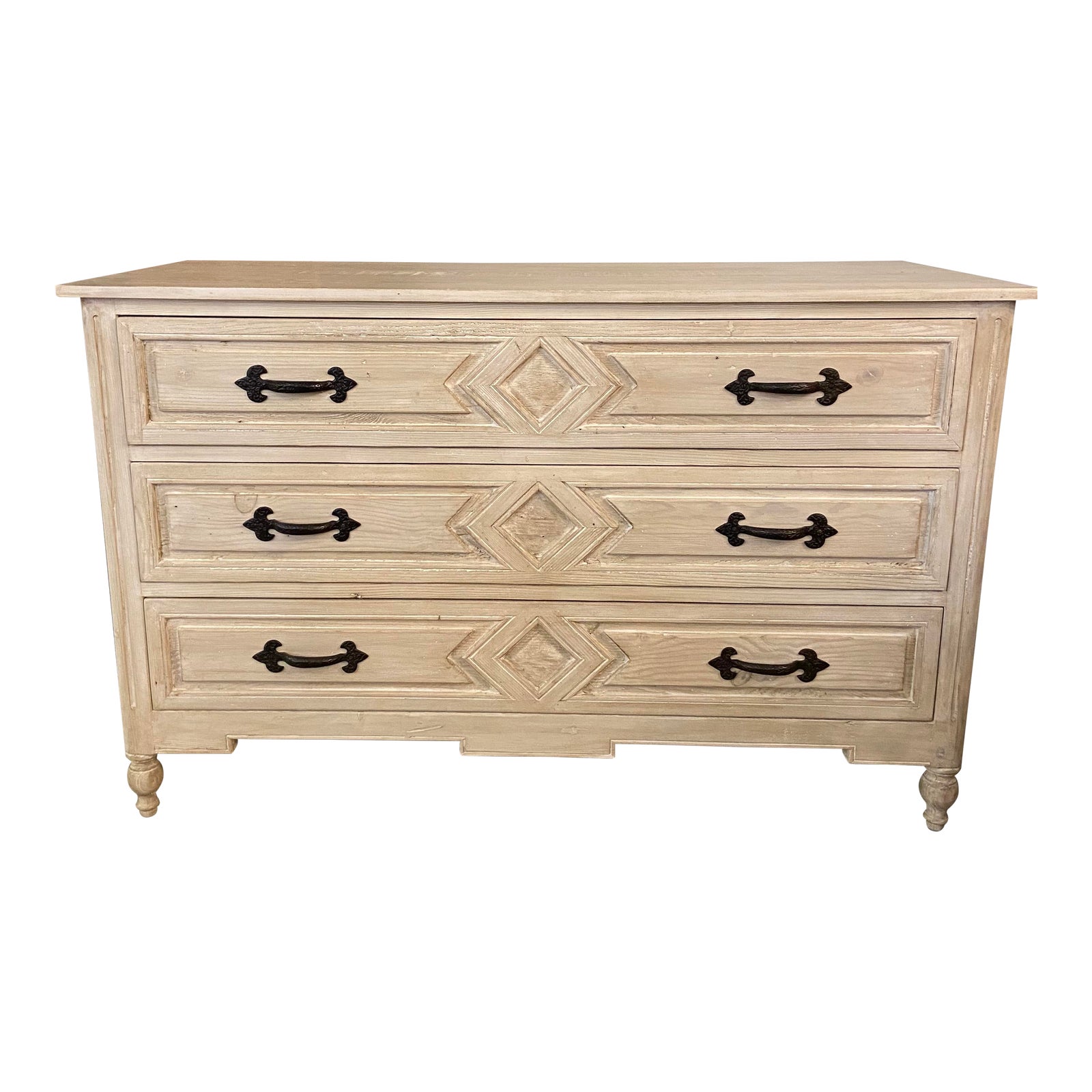 Noir Whitewashed French Country Style Chest of Drawers | Chairish