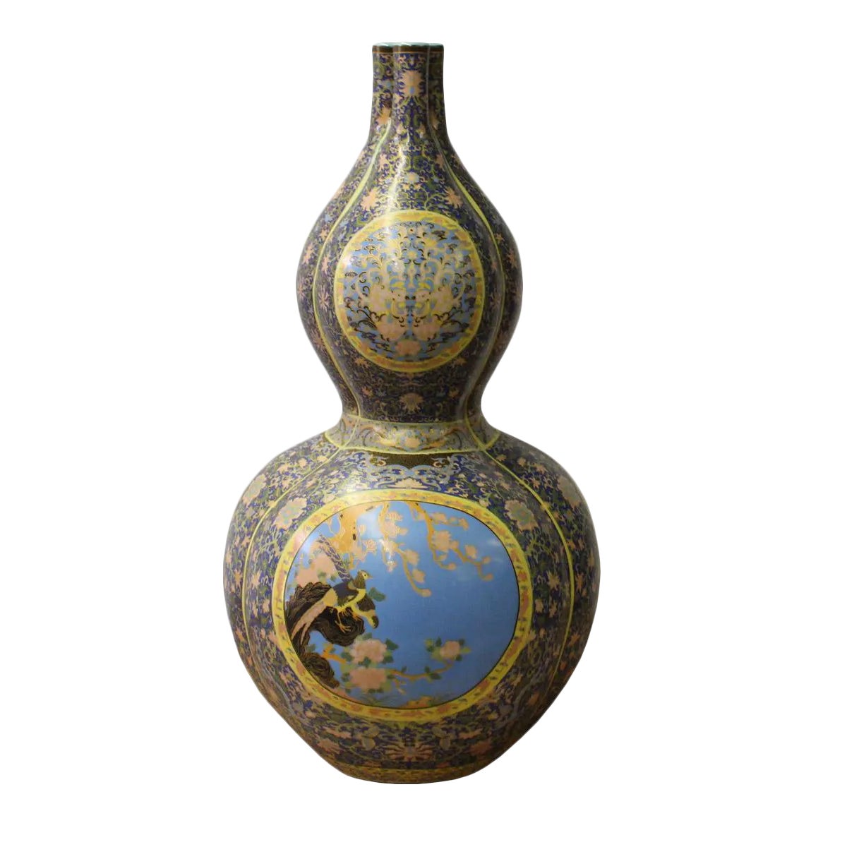 Chinese Gourd Shape Porcelain Vase | Chairish