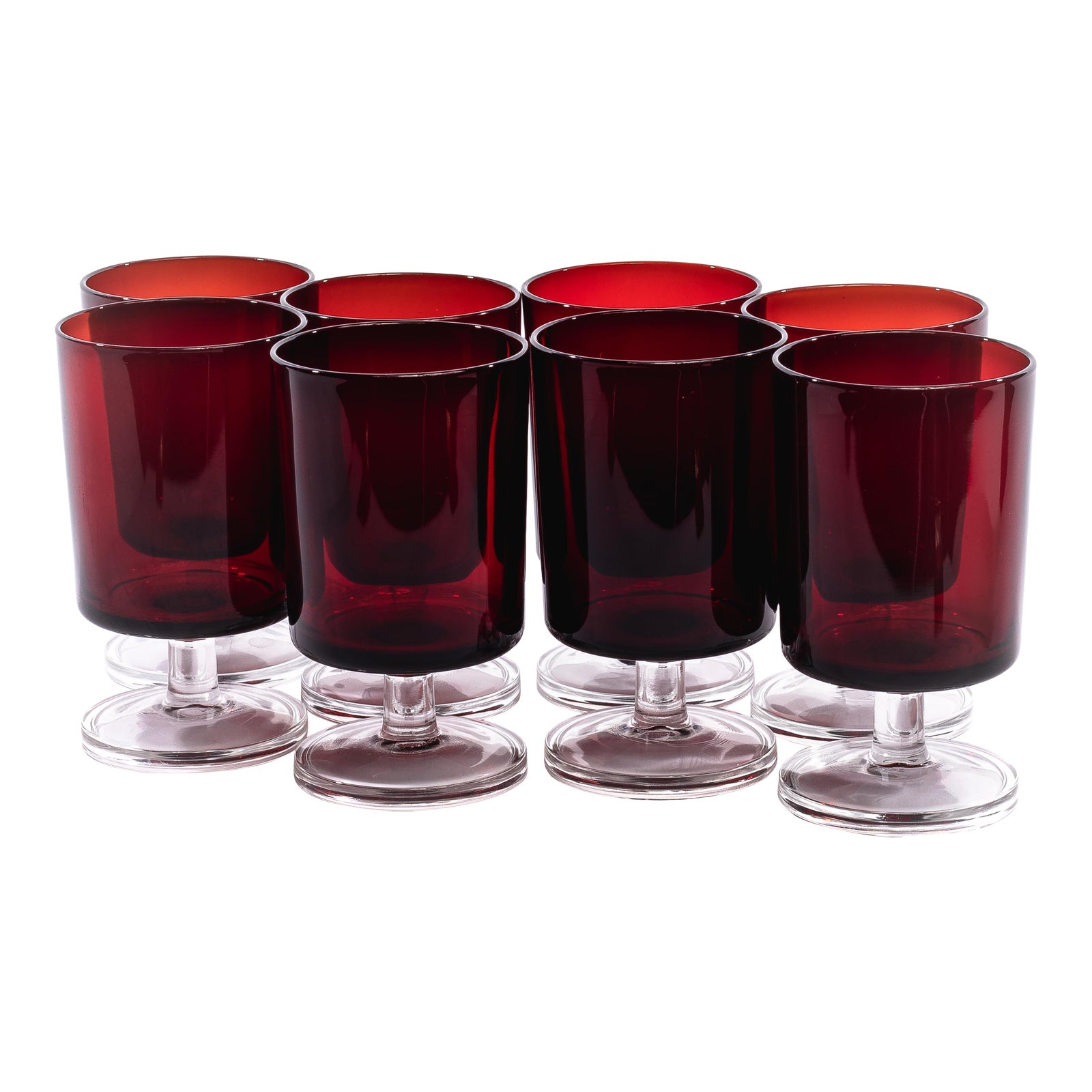 Vintage Ruby Red French Stemmed Cocktail Glasses Medium - Set of Eight ...