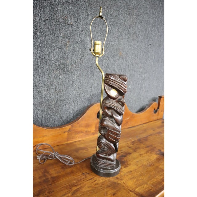 Witco Carved Tiki Lamp | Chairish