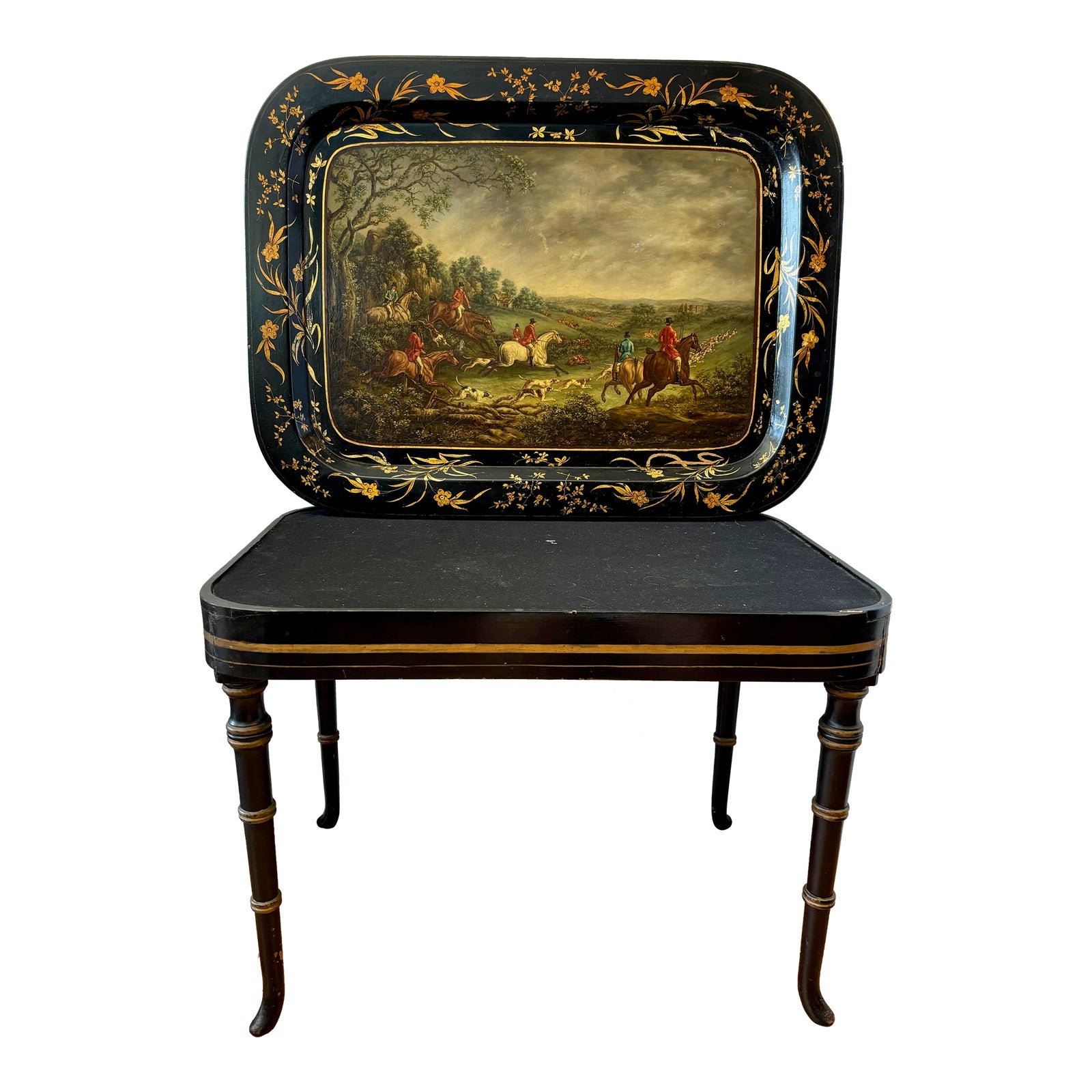 Regency Hunting Scene Tray Table | Chairish