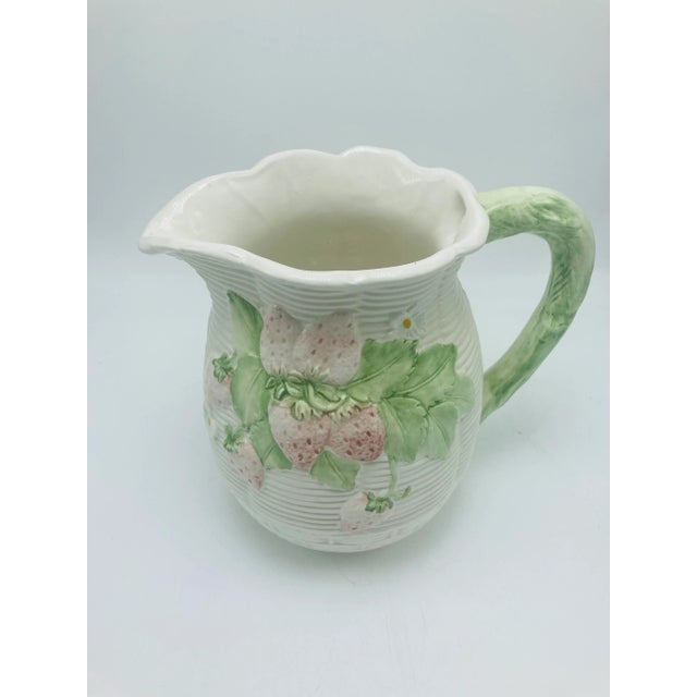 Italian Ceramic Strawberries Pitcher | Chairish