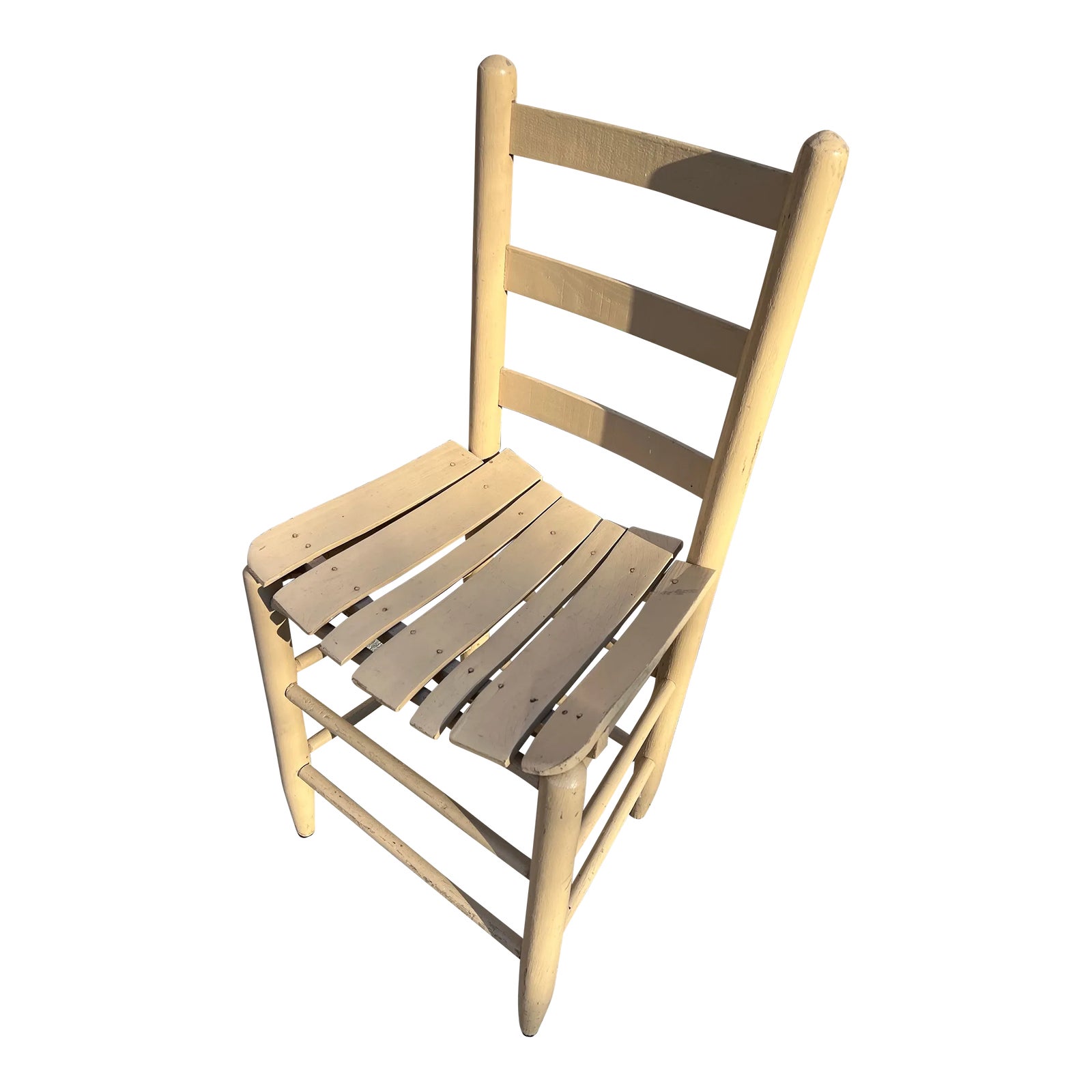 1970s Cream Wooden Slat Side Chair | Chairish