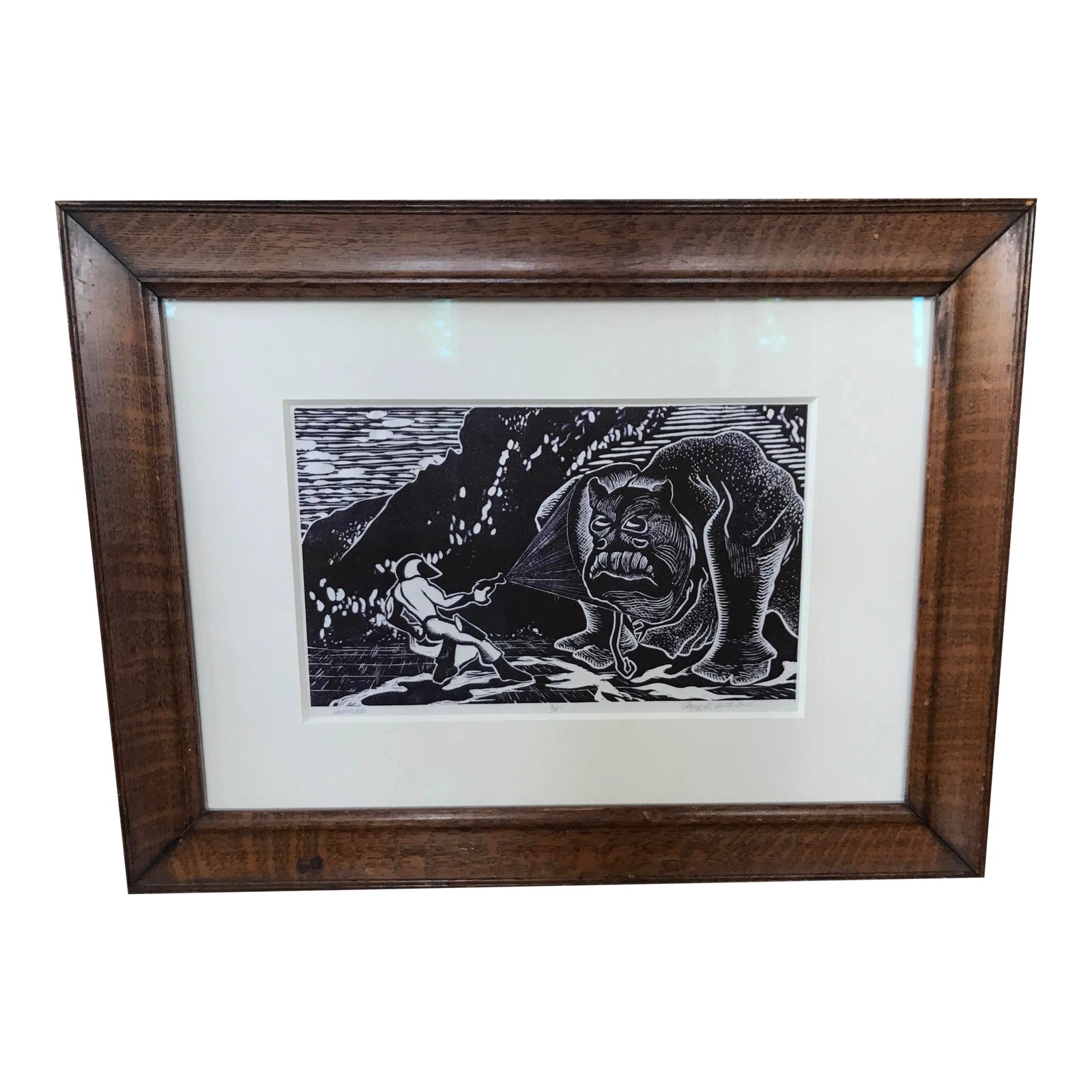 Vintage Abstract Sci Fi Comic Block Print Lithograph | Chairish