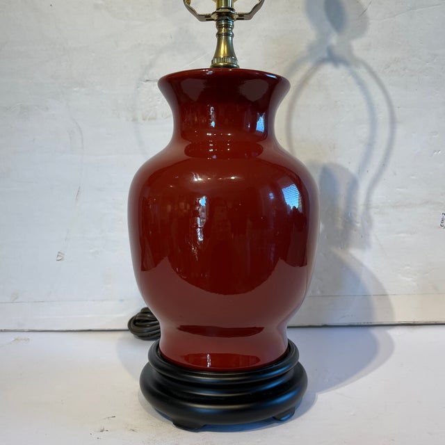 Red Porcelain Lamp | Chairish
