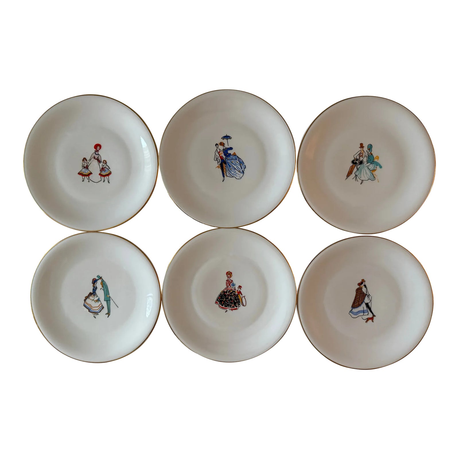 Set of 6 Vintage Edelstein Bavaria Art Deco Small Plates With Towns ...
