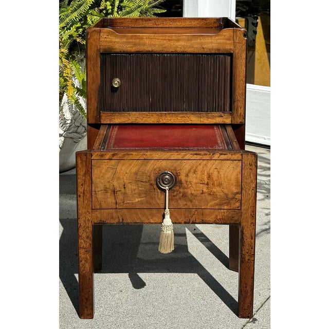 Antique Georgian English Bedside Table W Tambour Door & Library Step ...