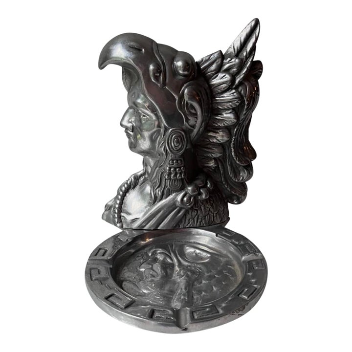 Vintage Aztec Mayan Gods Heavy Tribal Aluminum Sculptural Ashtray Rare ...
