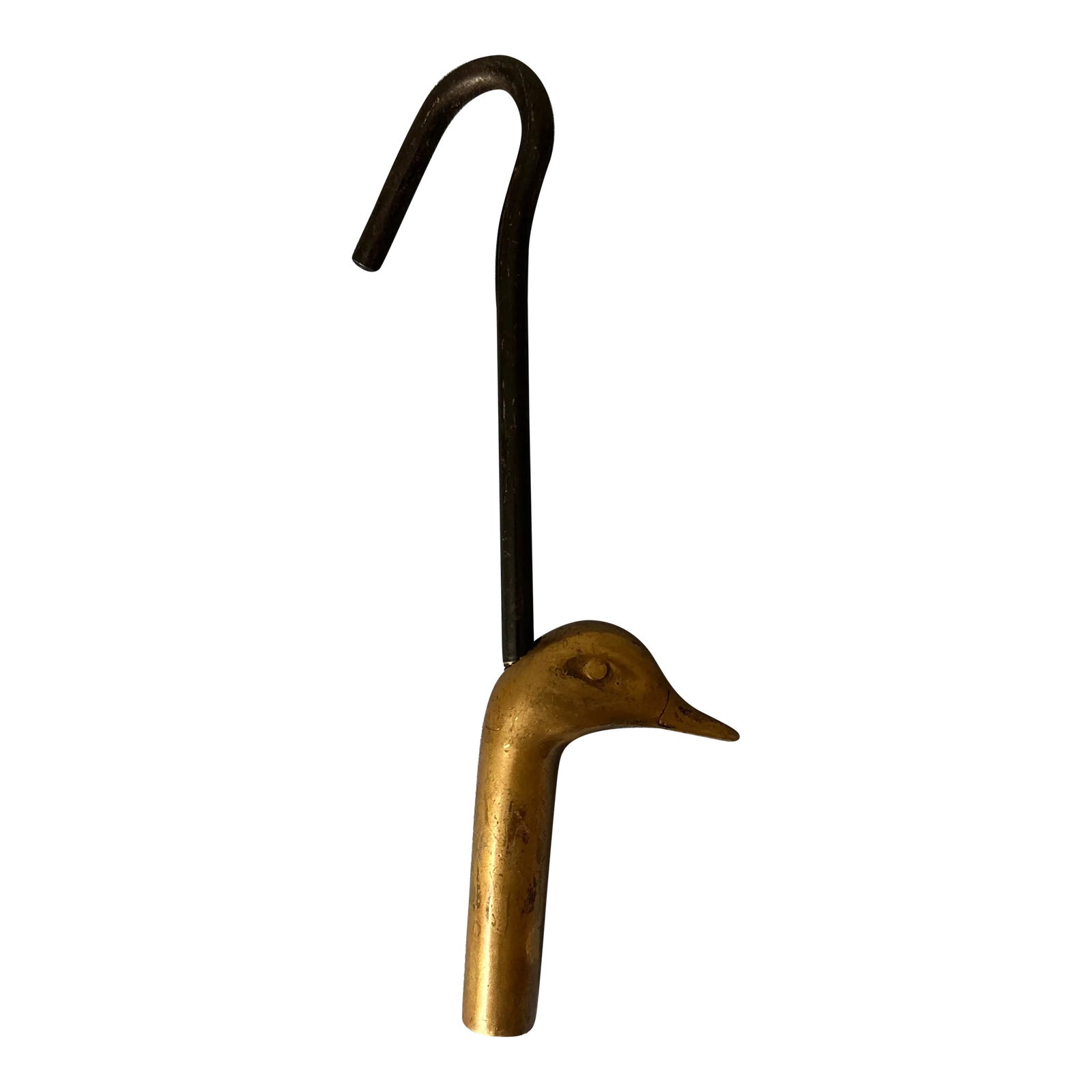 Mid 20th Century Brass Duck Head Fireplace Damper Pull | Chairish