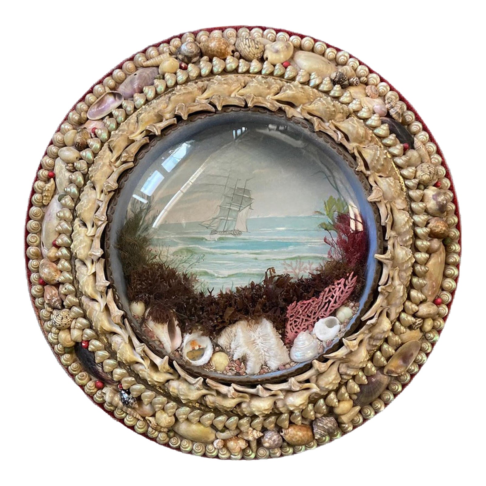 Edwardian Shellwork Valentine Diorama of a Ship | Chairish