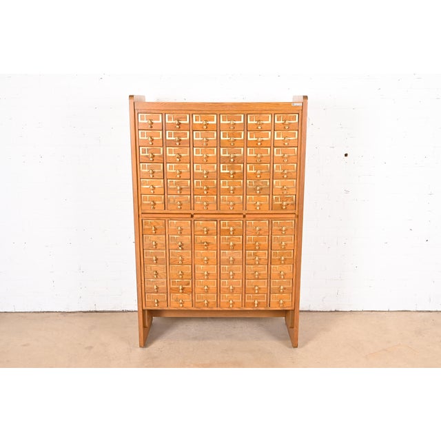 Mid-Century Modern Oak 72-Drawer Library Card Catalog Cabinet, Circa ...