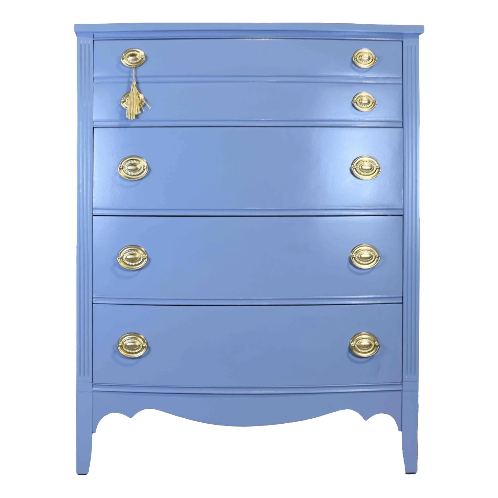 Mid Century Federal Style Bow Front Mahogany Highboy in Blue by Dixie ...