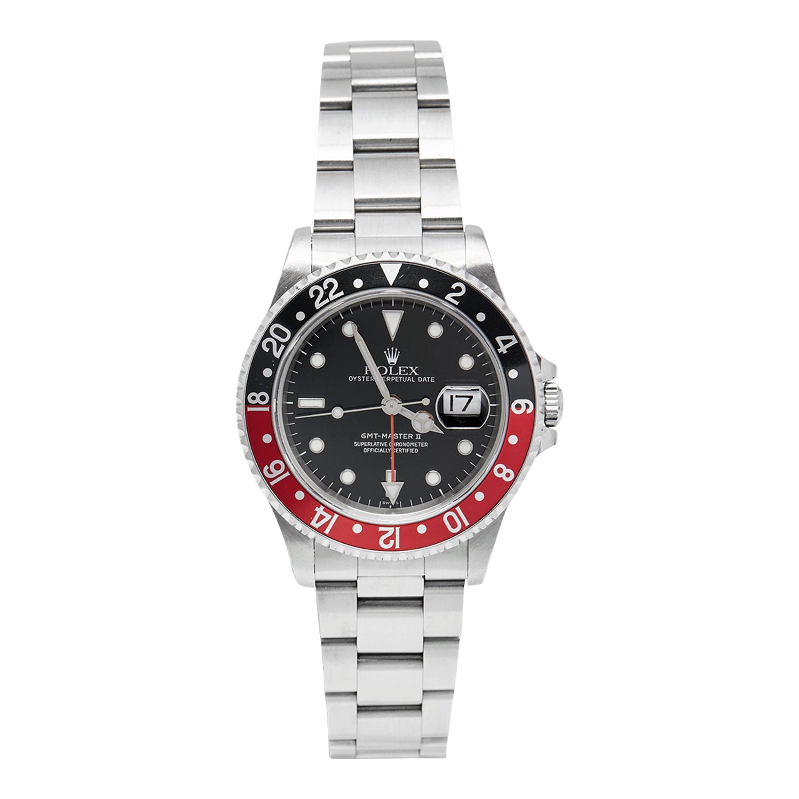 Rolex Black Stainless Steel Gmt-Master Ii 'Coke' 16710 Men's Wristwatch ...