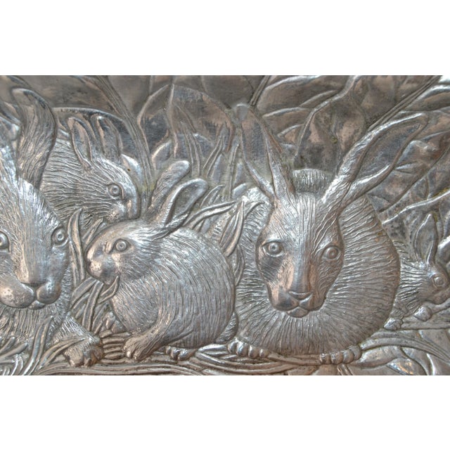 1990s Arthur Court Cast Aluminum Repousse Bunnies Rectangle Serving ...