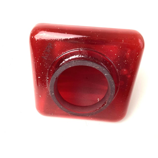 Vintage Kopp Industrial Triangle Wedge Glass Ruby Red Exit Sign Wall ...