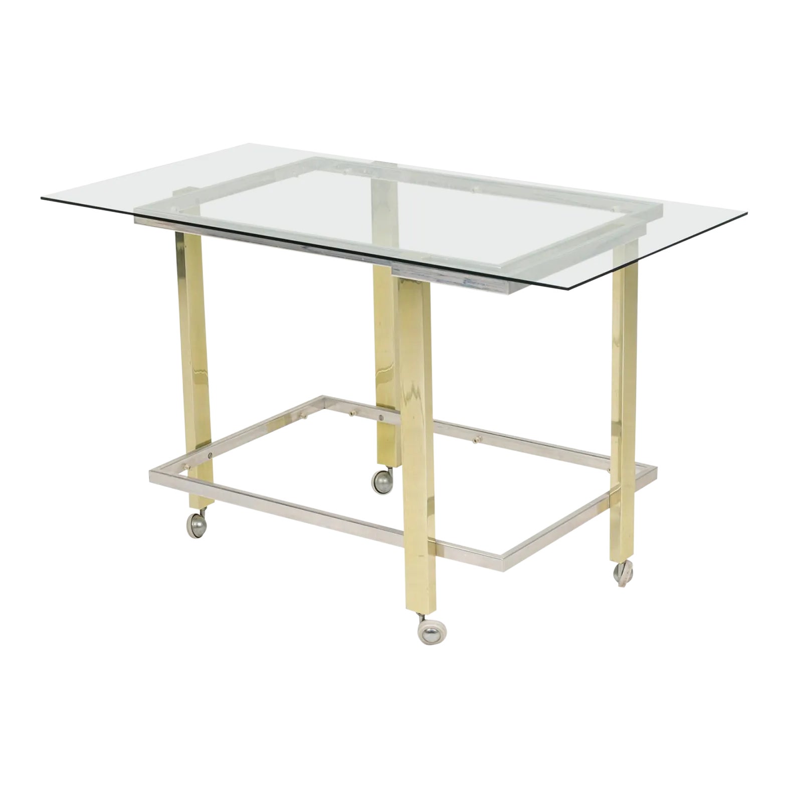 Milo Baughman Mid-Century American Mixed Metal Rolling Bar Cart | Chairish