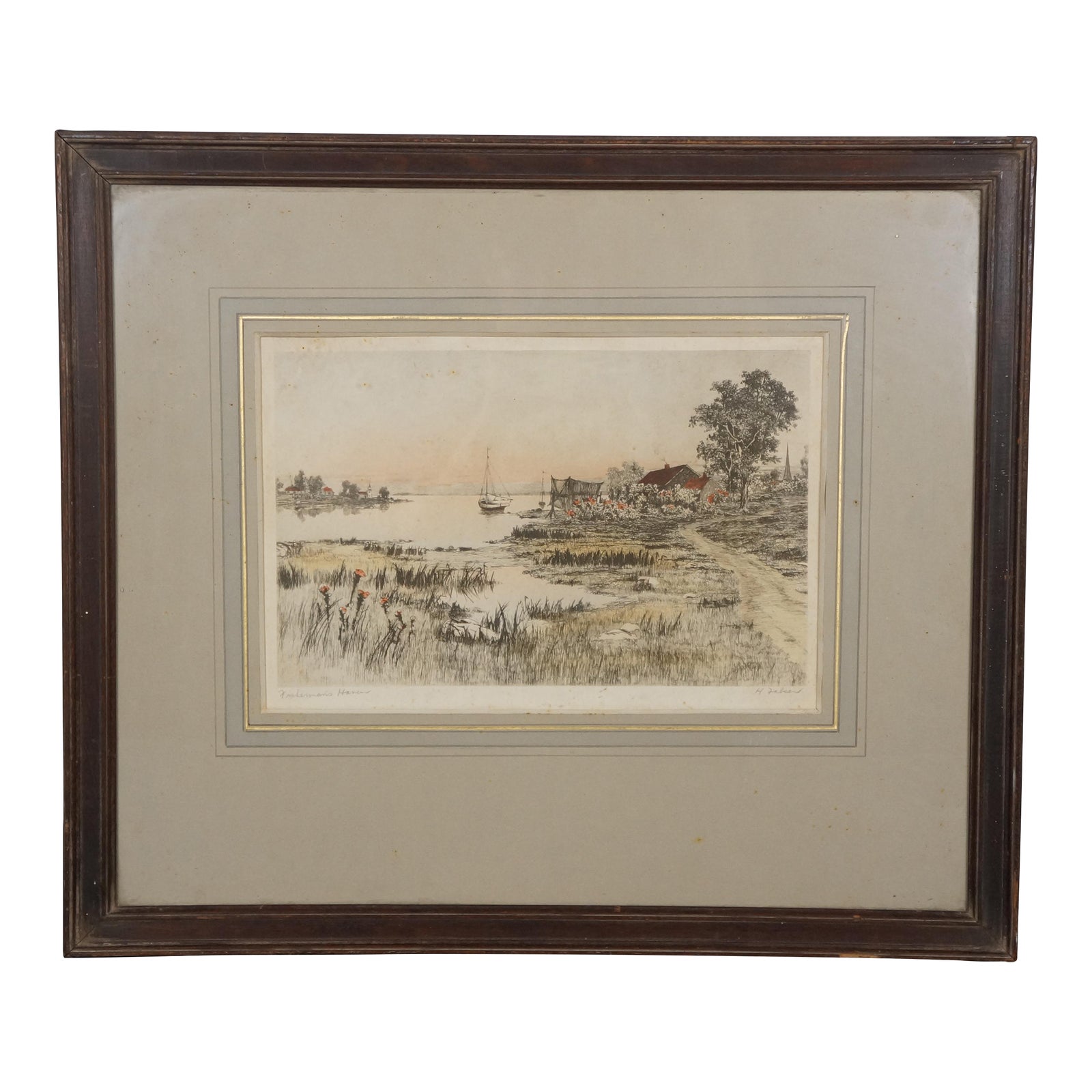 Early 20th Century Antique H. Falser Fishermans Haven Seascape ...