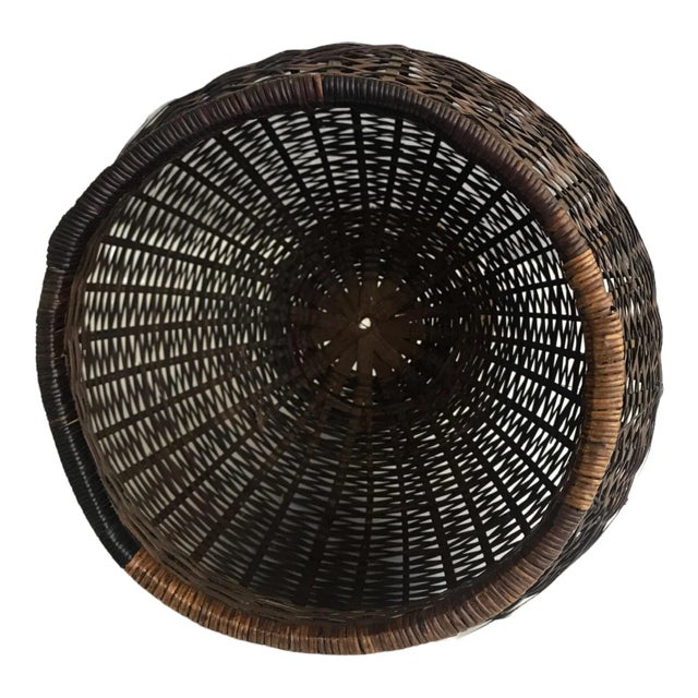 Vintage Natural Woven Bamboo Rattan Wicker Planter Basket | Chairish