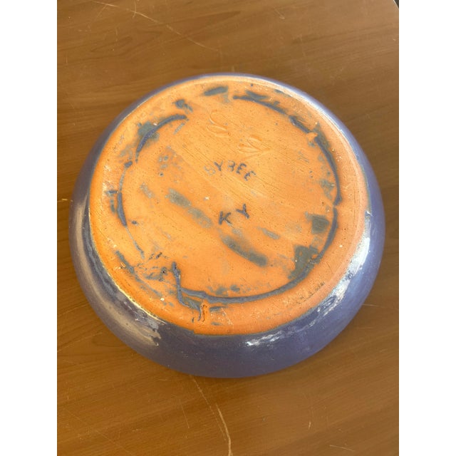 1980’s Blue Low Bowl /Plate by Bybee Kentucky Pottery Signed | Chairish