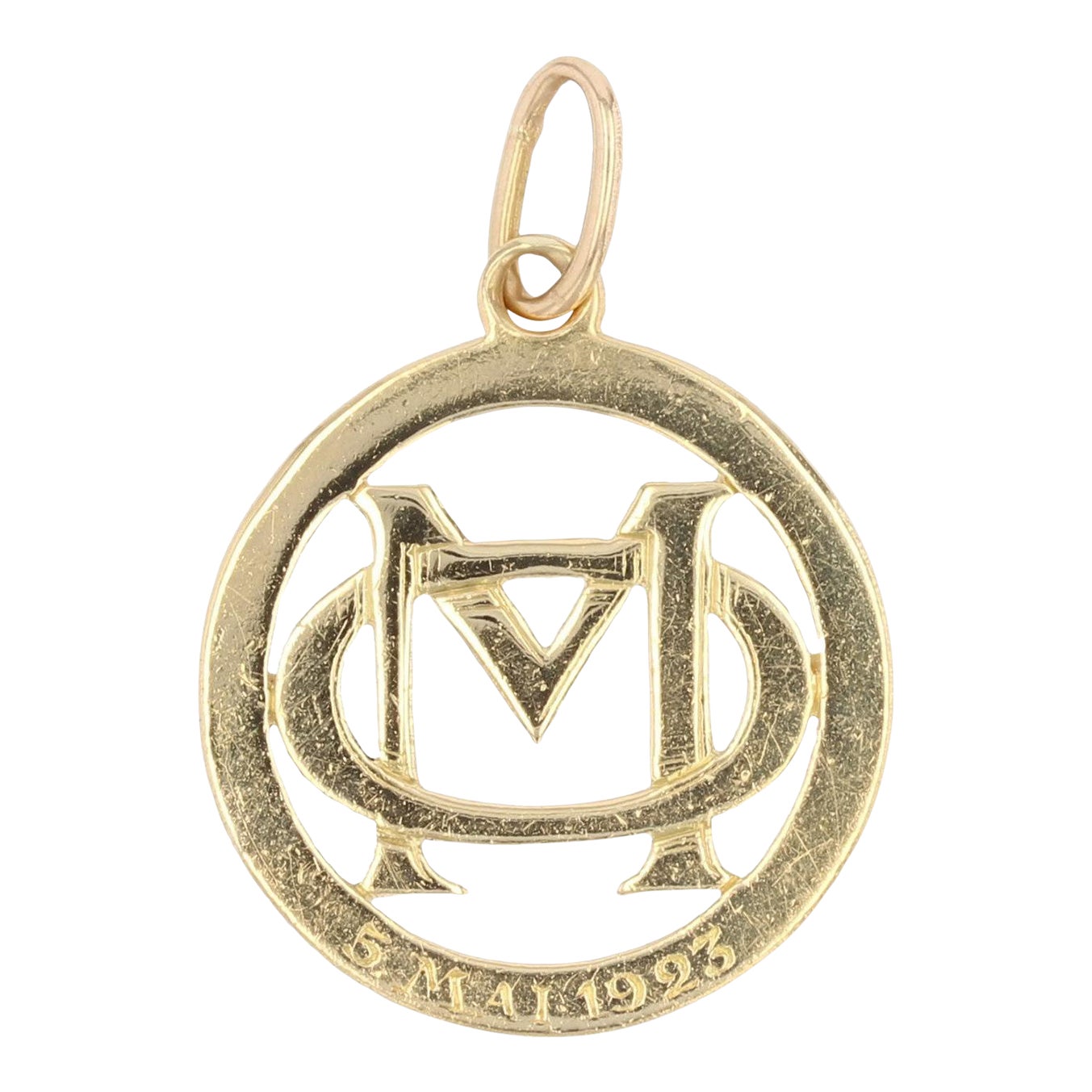 1920s 18 Karat Yellow Gold Initials Pendant Necklace | Chairish