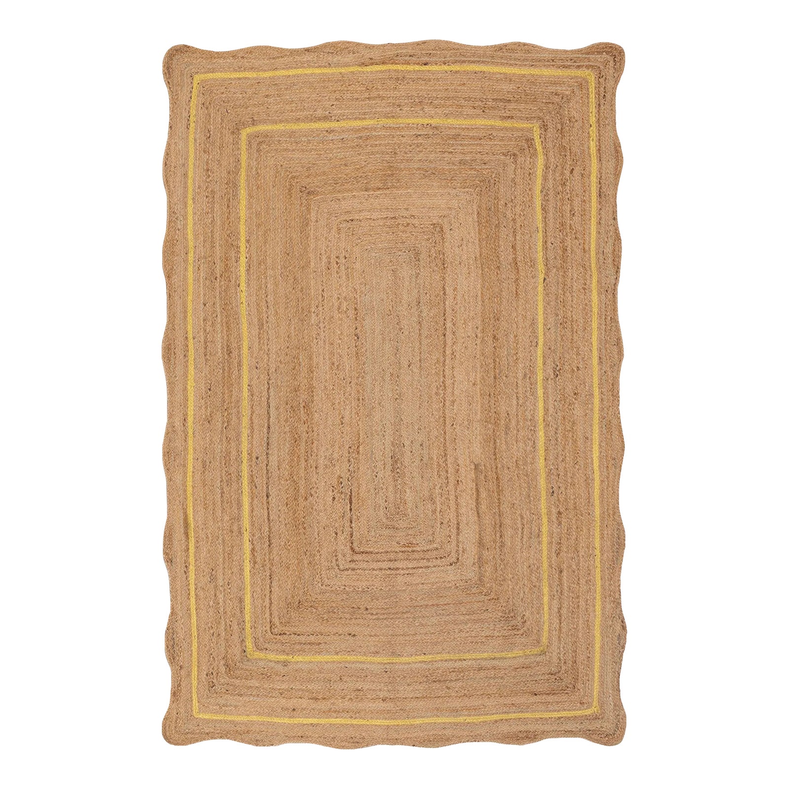 Yellow Natural Jute Wave Scallop Rug 12x15 Ft. | Chairish